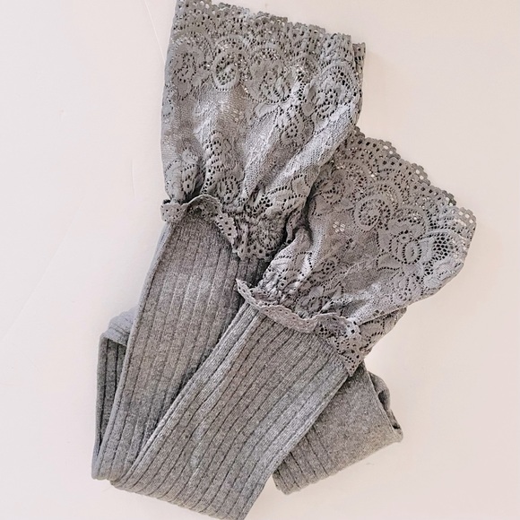 Accessories | Lace Top Thigh Highs Cotton Stretch Ribbed Knit Over The ...